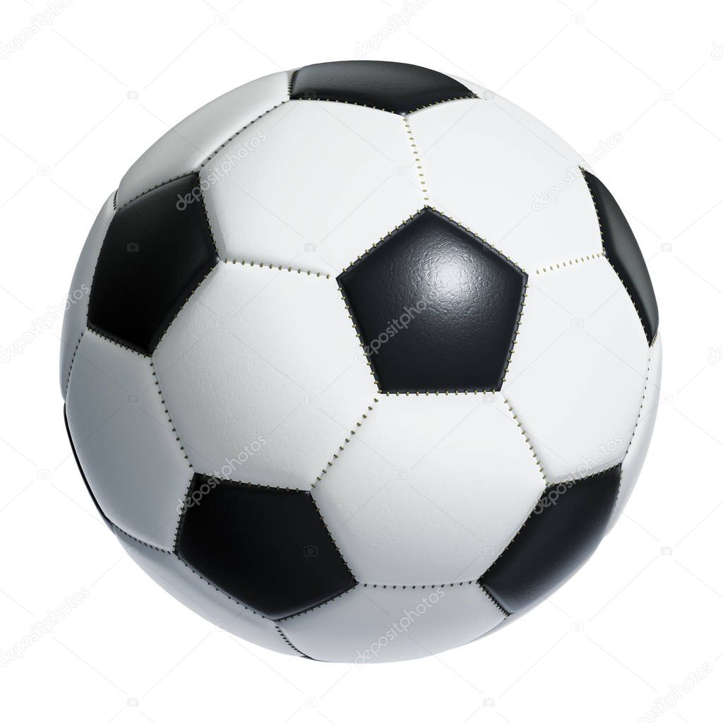 pelota de fútbol típica en blanco y negro aislada sobre fondo blanco 2023