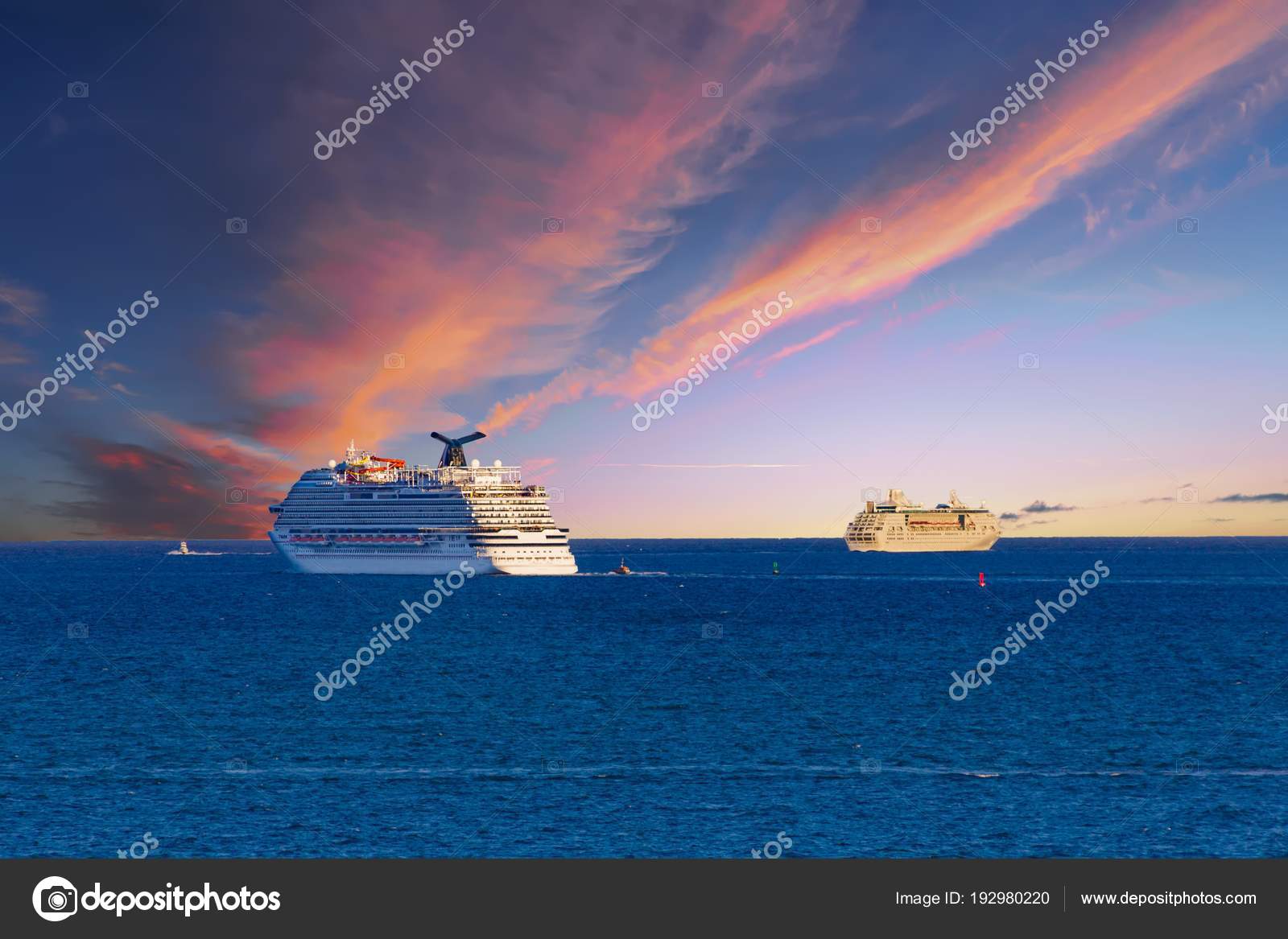 Two Cruise Ships Sailing Out Stock Photo by ©dbvirago 192980220