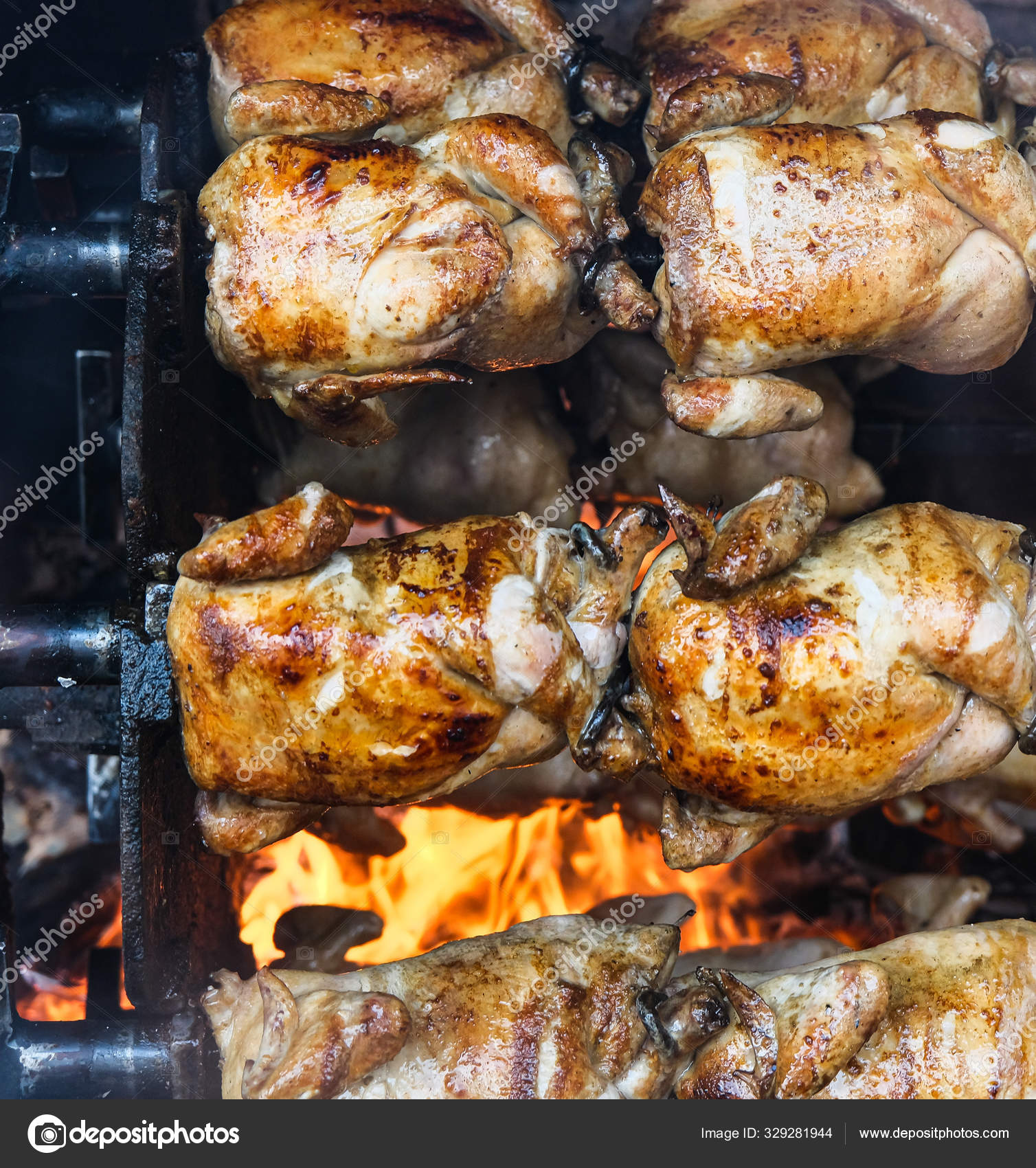 Whole Chickens Roasting — Stock Photo © dbvirago #329281944