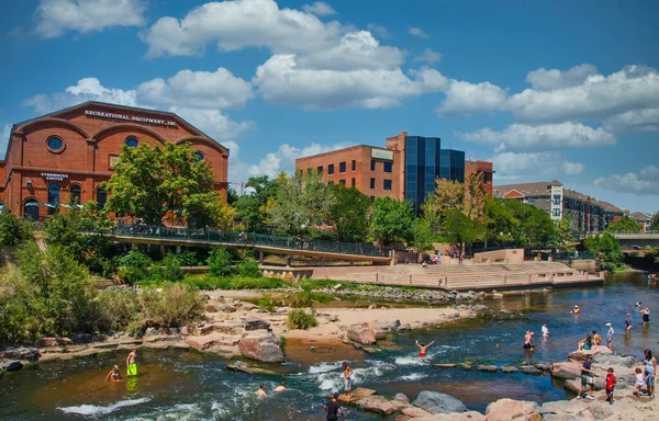 Denver Colorado May 1St 2020 South Platte River Surrounded Apartments ...