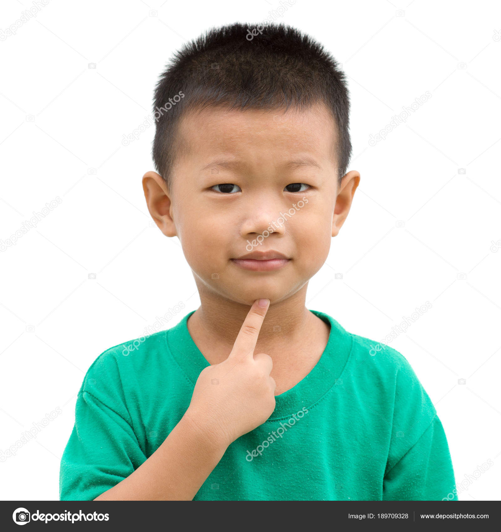 Asian child pointing chin Stock Photo by ©szefei 189709328