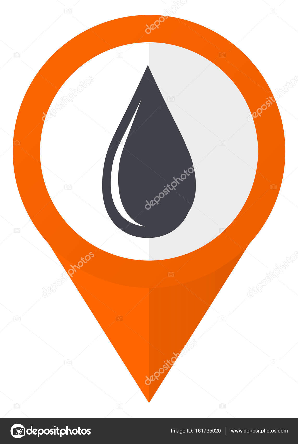 Water drop orange pointer vector icon in eps 10 isolated on white ...