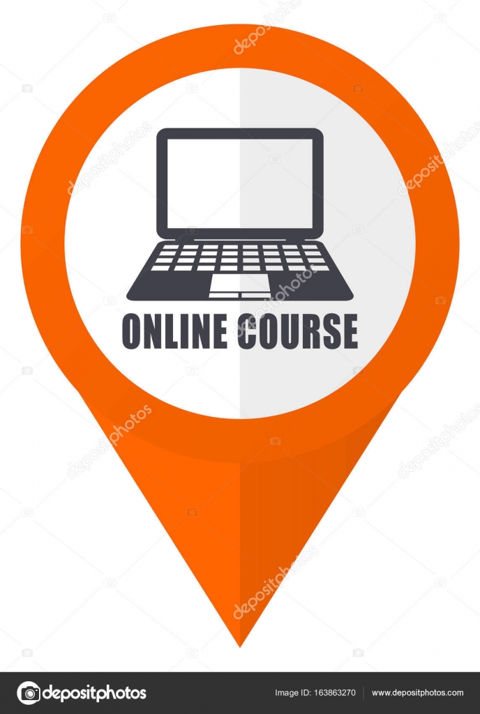 Online course orange pointer vector icon in eps 10 isolated on white ... Online course orange pointer vector icon in eps 10 isolated on white ...