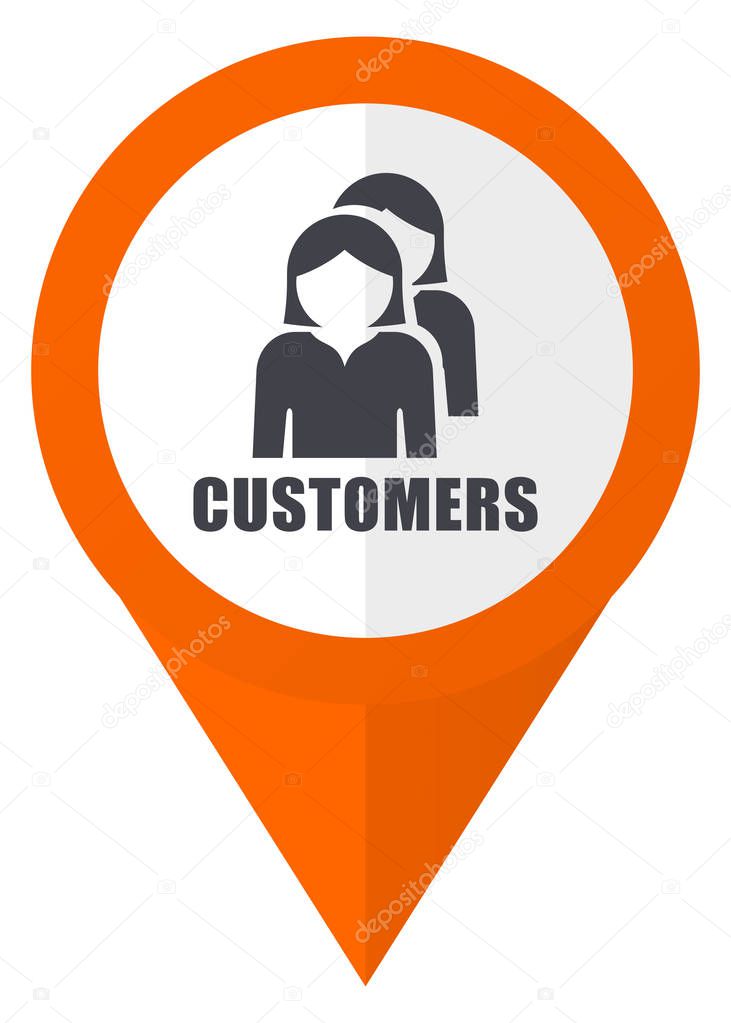 Customers orange pointer vector icon in eps 10 isolated on white ... Customers orange pointer vector icon in eps 10 isolated on white ...