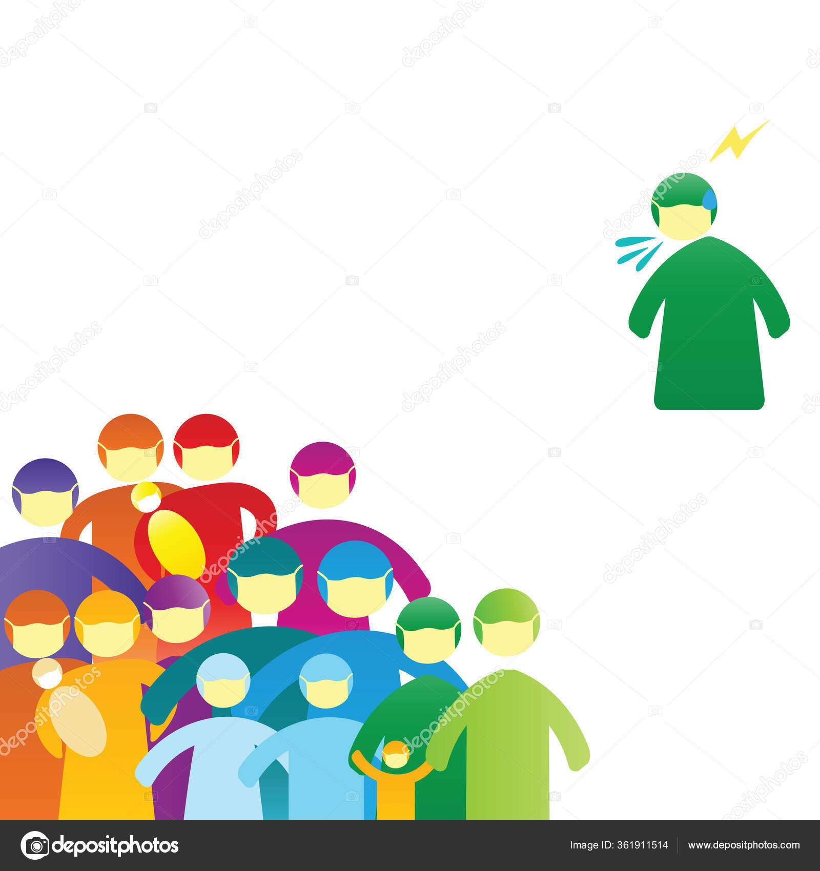 Colorful Pictogram Showing Behavior Sick Healthy People Coronovirus ...