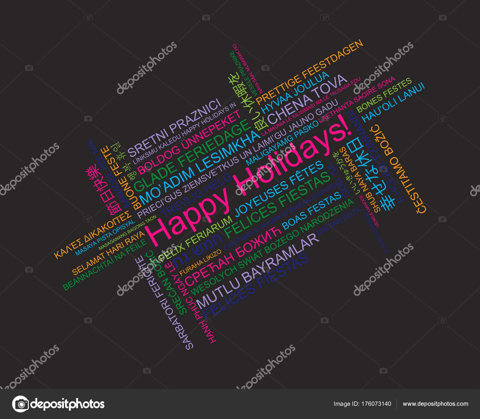 Vector Illustration Design Happy Holidays Different Languages Stock ...