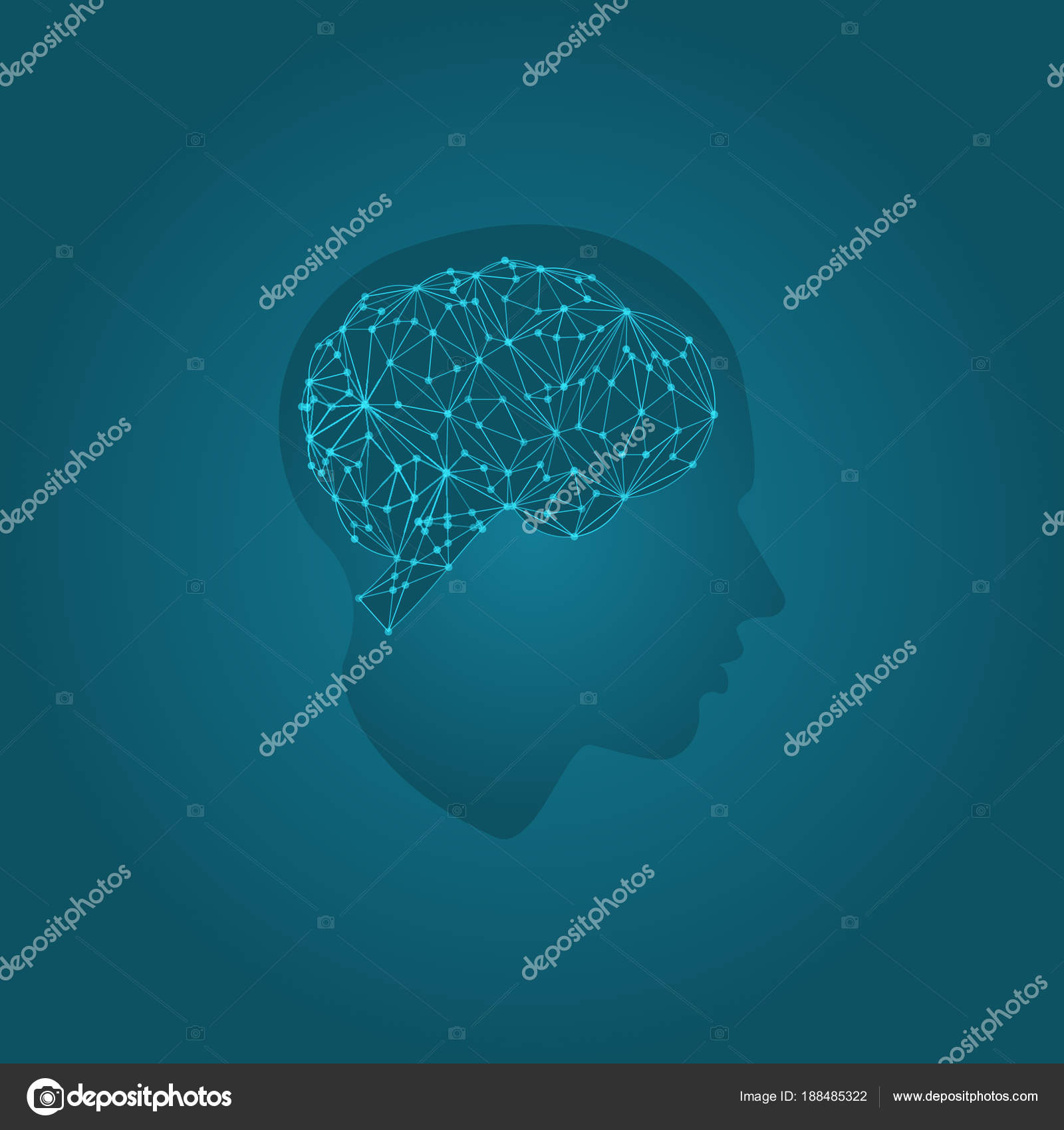 Creative cloud polygon brain and creative head. Business icon st Stock ...