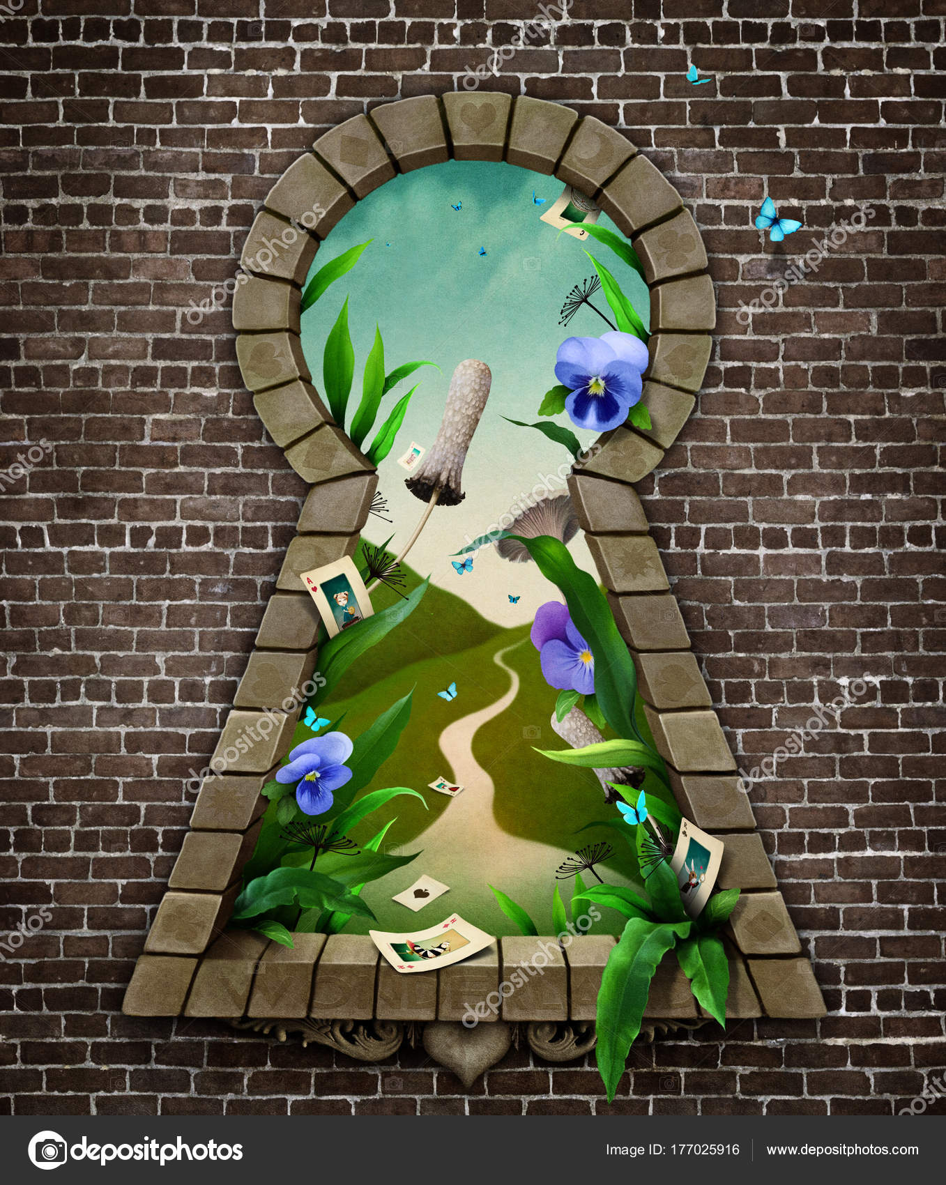 Fantastic Bizarre Fabulous Keyhole Brick Wall Whimsical Garden Fairy ...