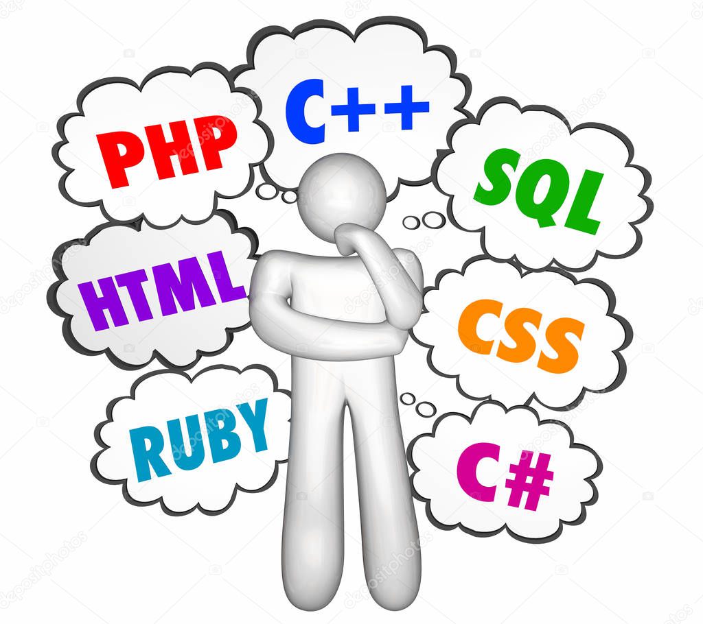 Lenguajes De Programación Clouds Pensamiento Php Html Css C 3d Ilustración 2022