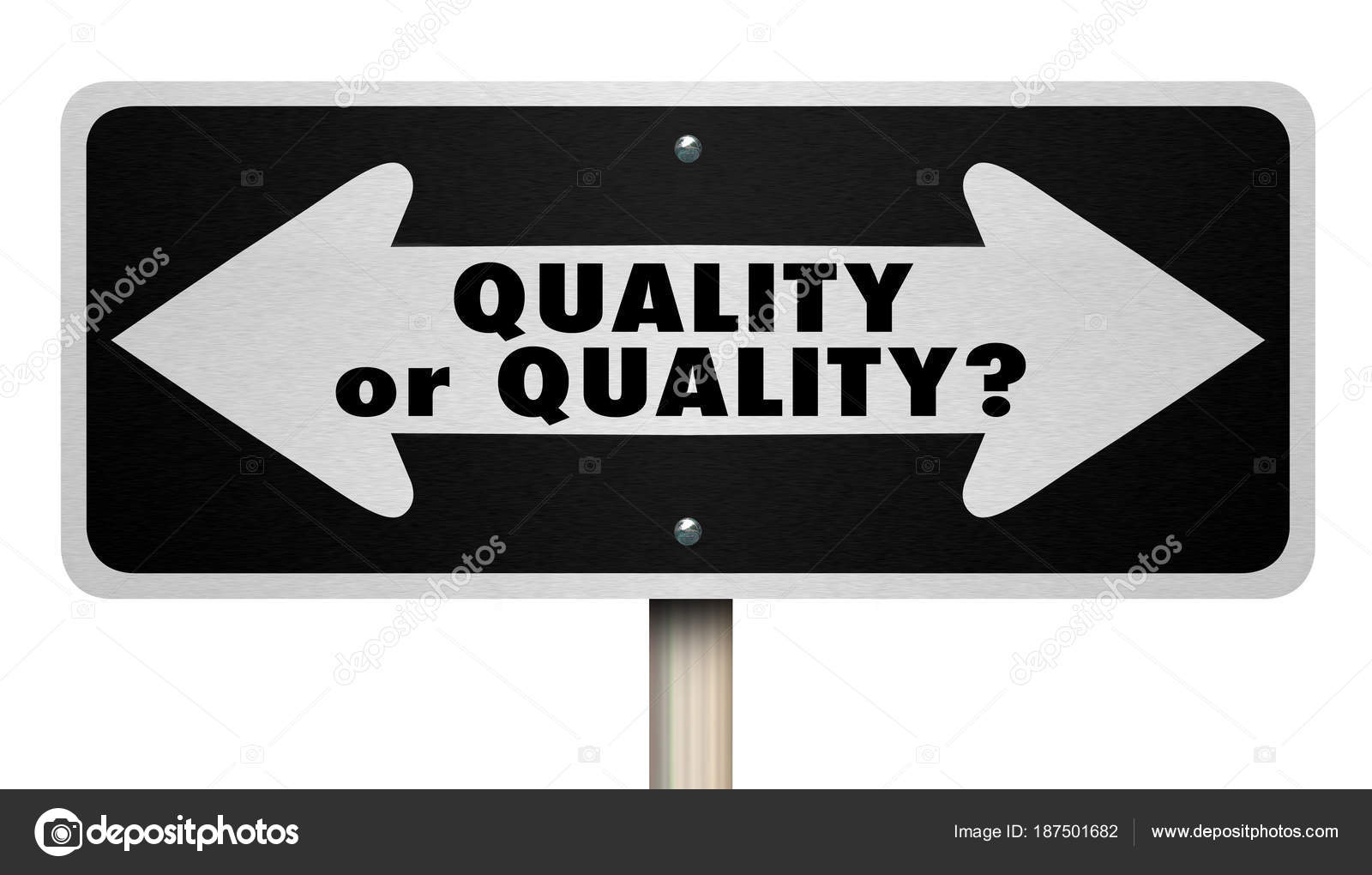 Quality Quantity Two Way Arrows Road Sign Illustration Stock Photo by ...