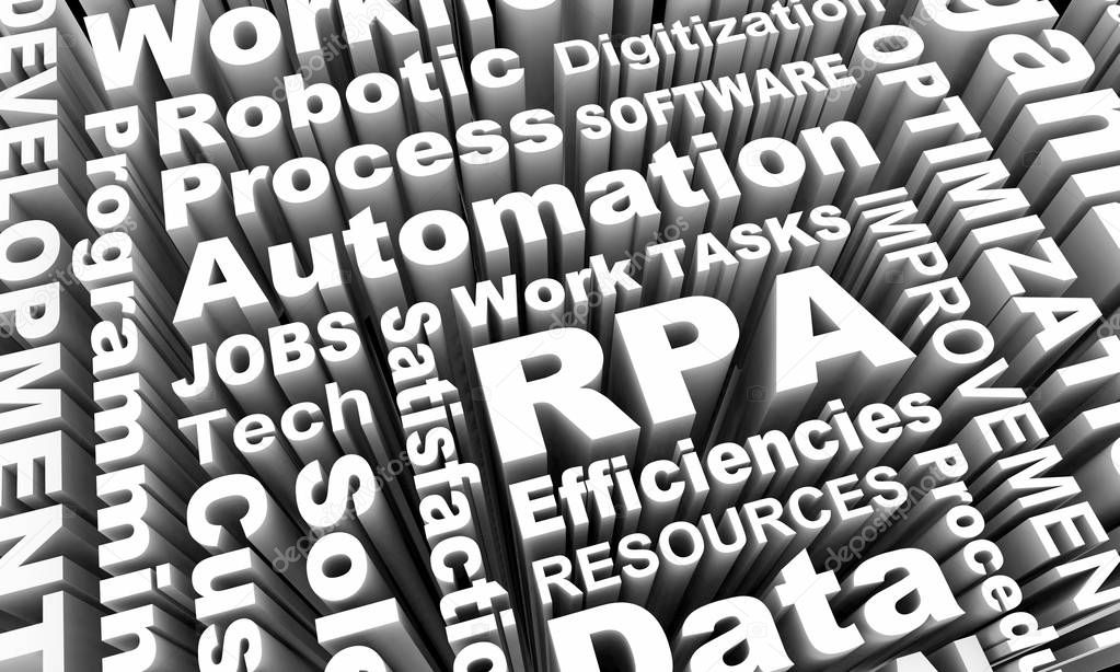 Rpa Robot Süreç Otomasyonu Word Şekil Kolaj — Stok Foto © iqoncept ...