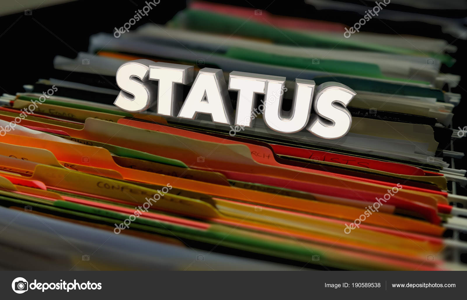 Status Records Document Files Folders Word Illustration Stock Photo by ...
