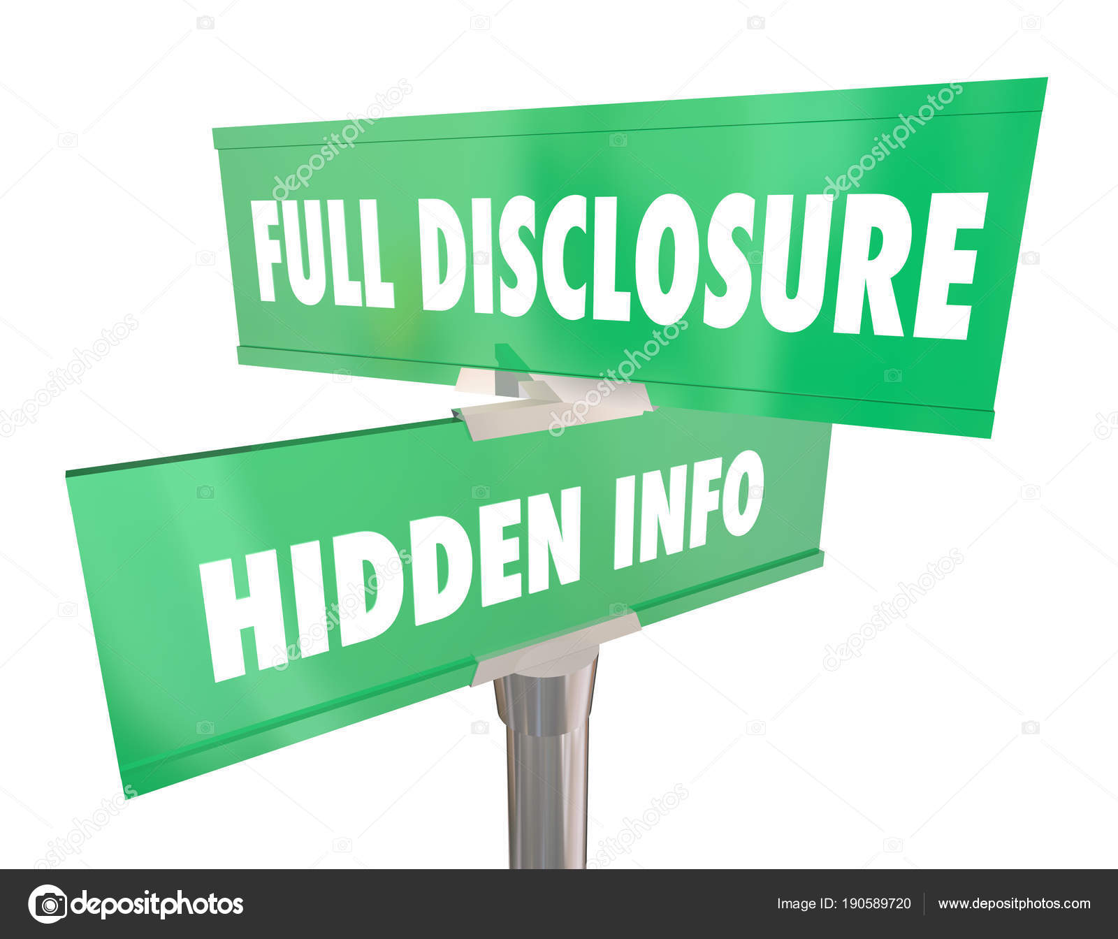 Full Disclosure Hidden Info Two Road Signs Illustration — Stock Photo ...