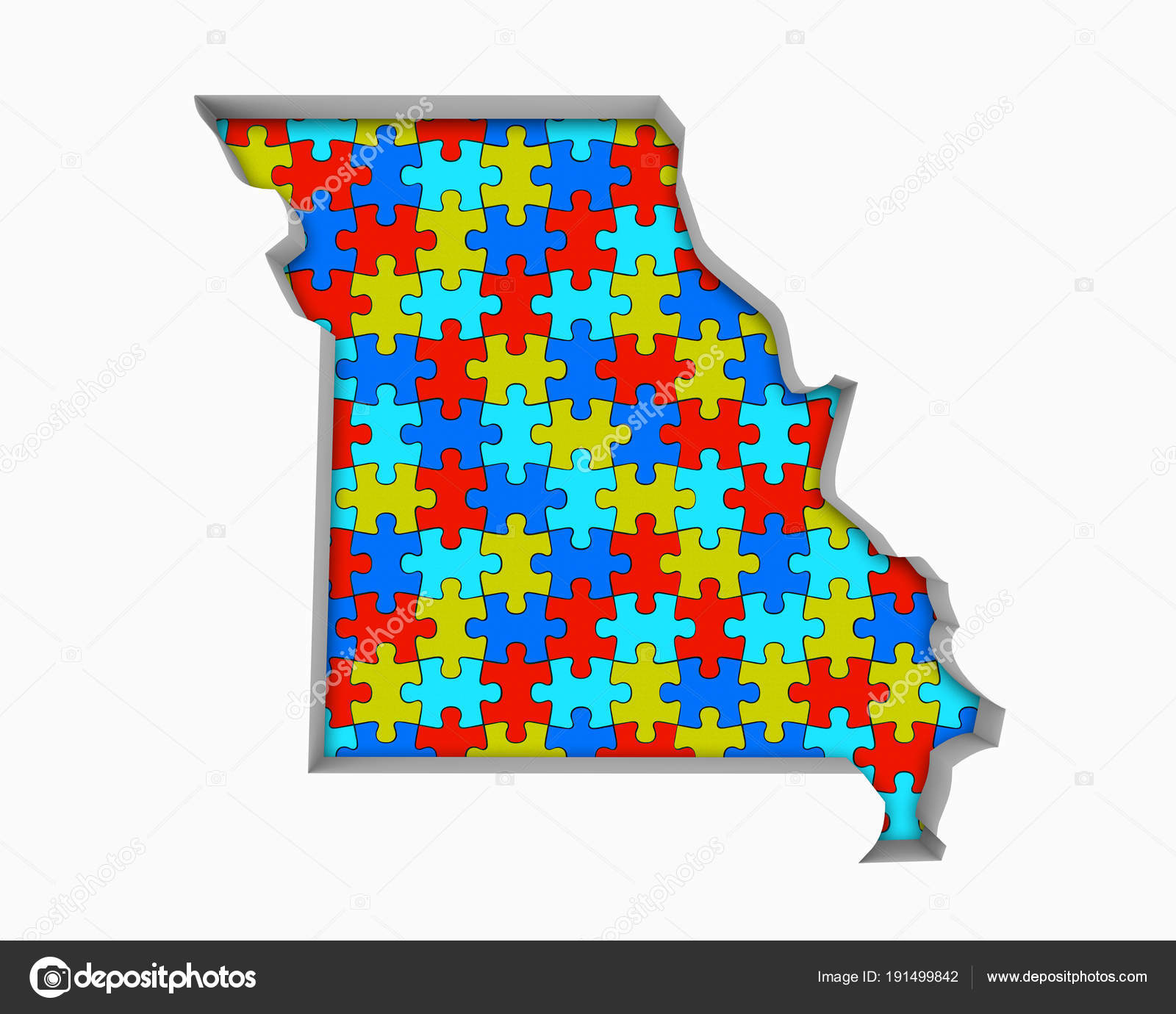 Missouri Puzzle Pieces Map Working Together Illustration Stock Photo by ...