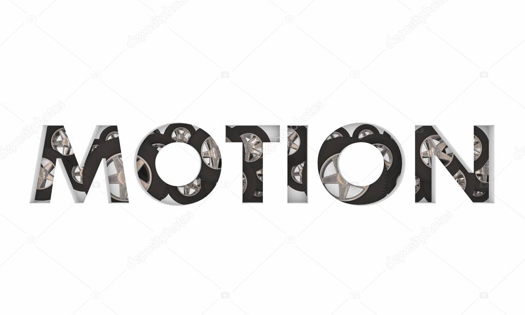 Movimiento Letras Con Ruedas Aisladas Sobre Fondo Blanco — Foto de ...