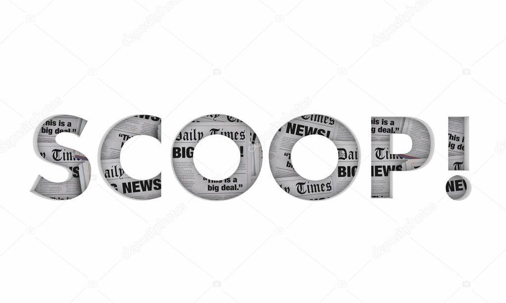 Lettering Scoop con titulares de noticias de palabras aislados sobre ...