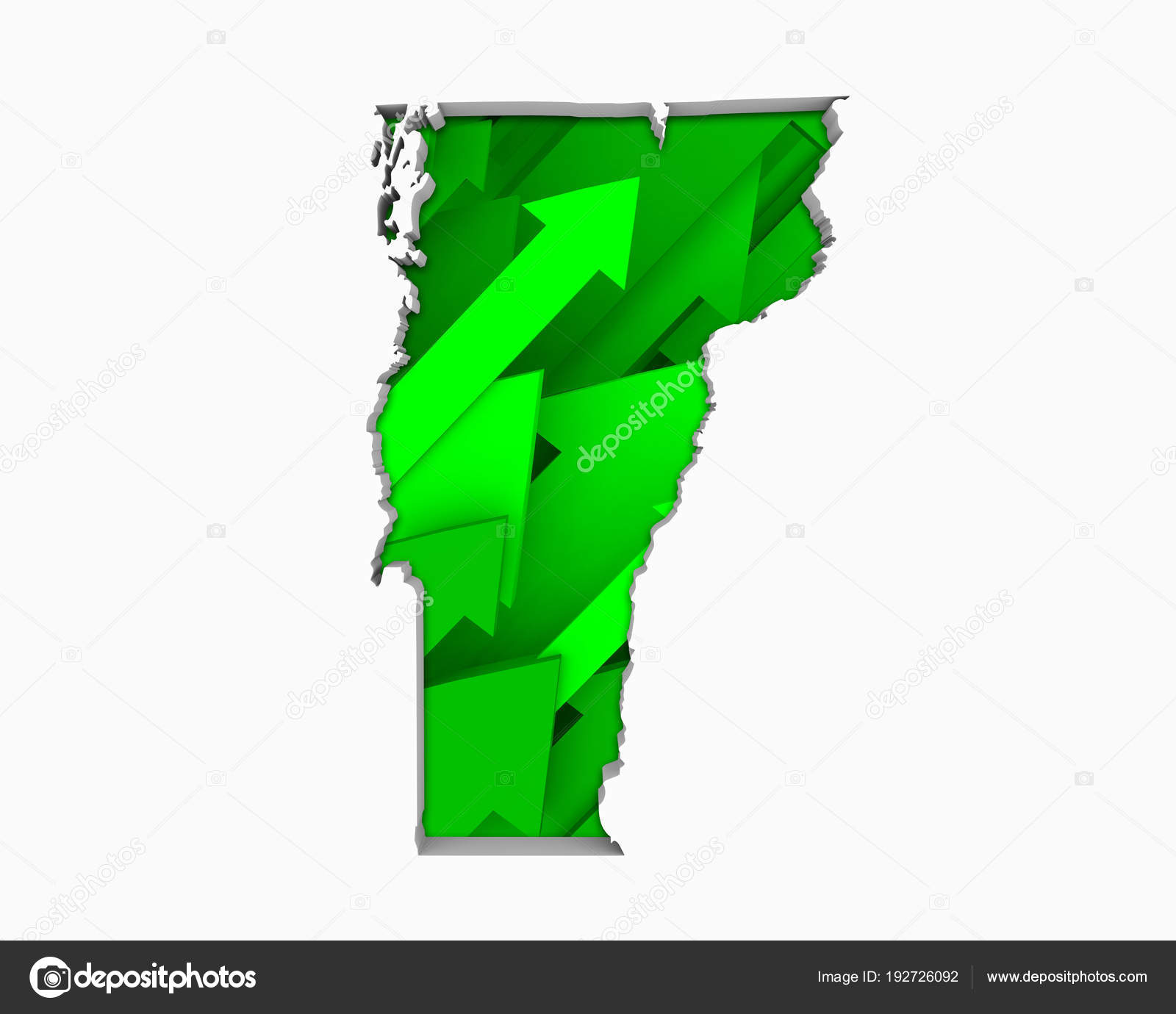 Green Arrows Shape Vermont State Map Usa Illustration Growth Increase