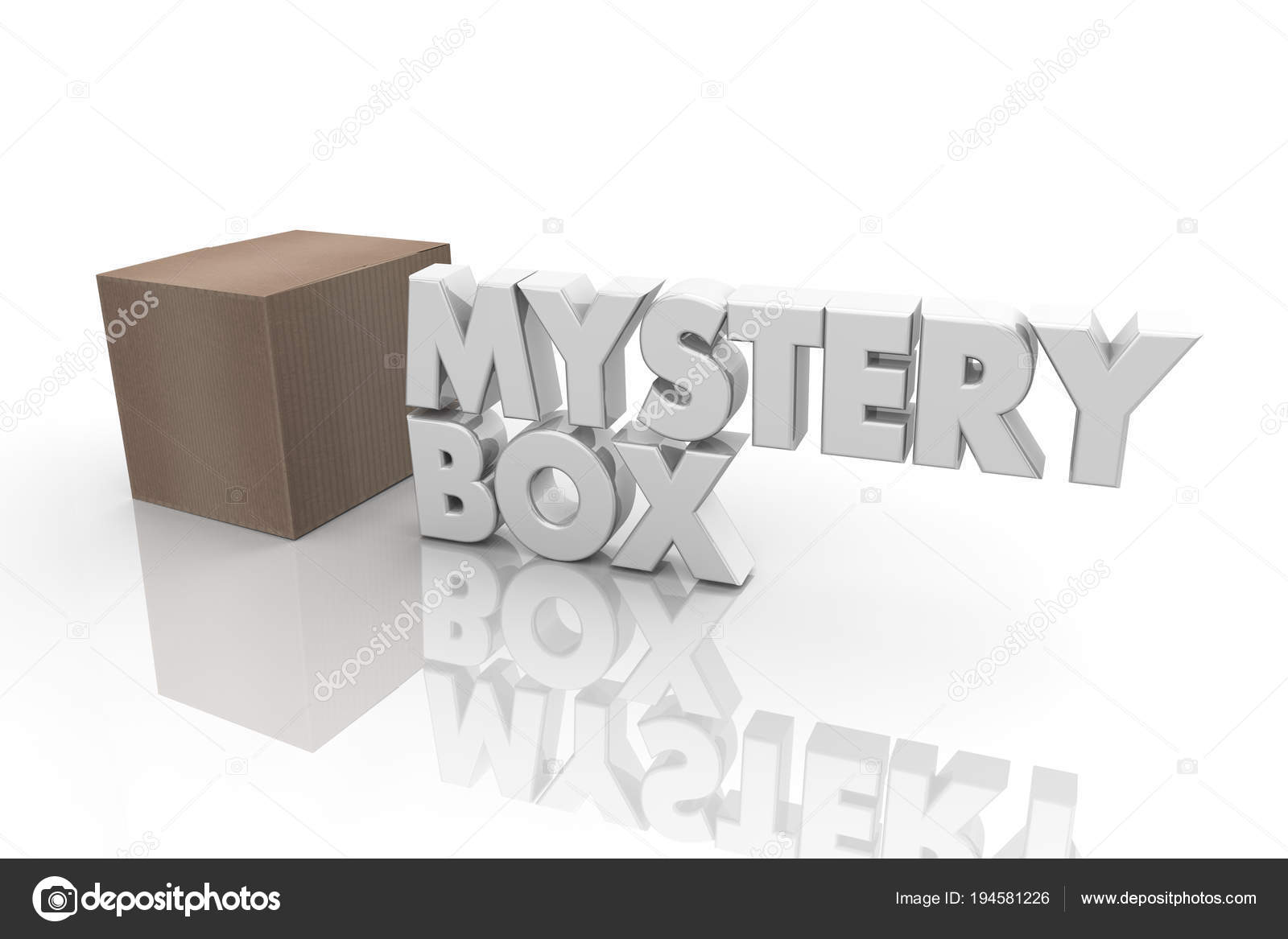 Mystery Box Cardboard Package Unknown Contents Word Render Illustration ...
