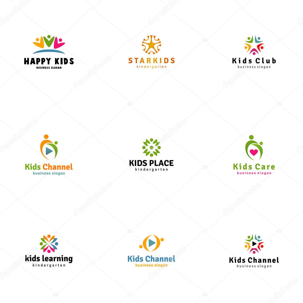 Logotipo infantil vector conjunto. Logo del canal de los niños ...