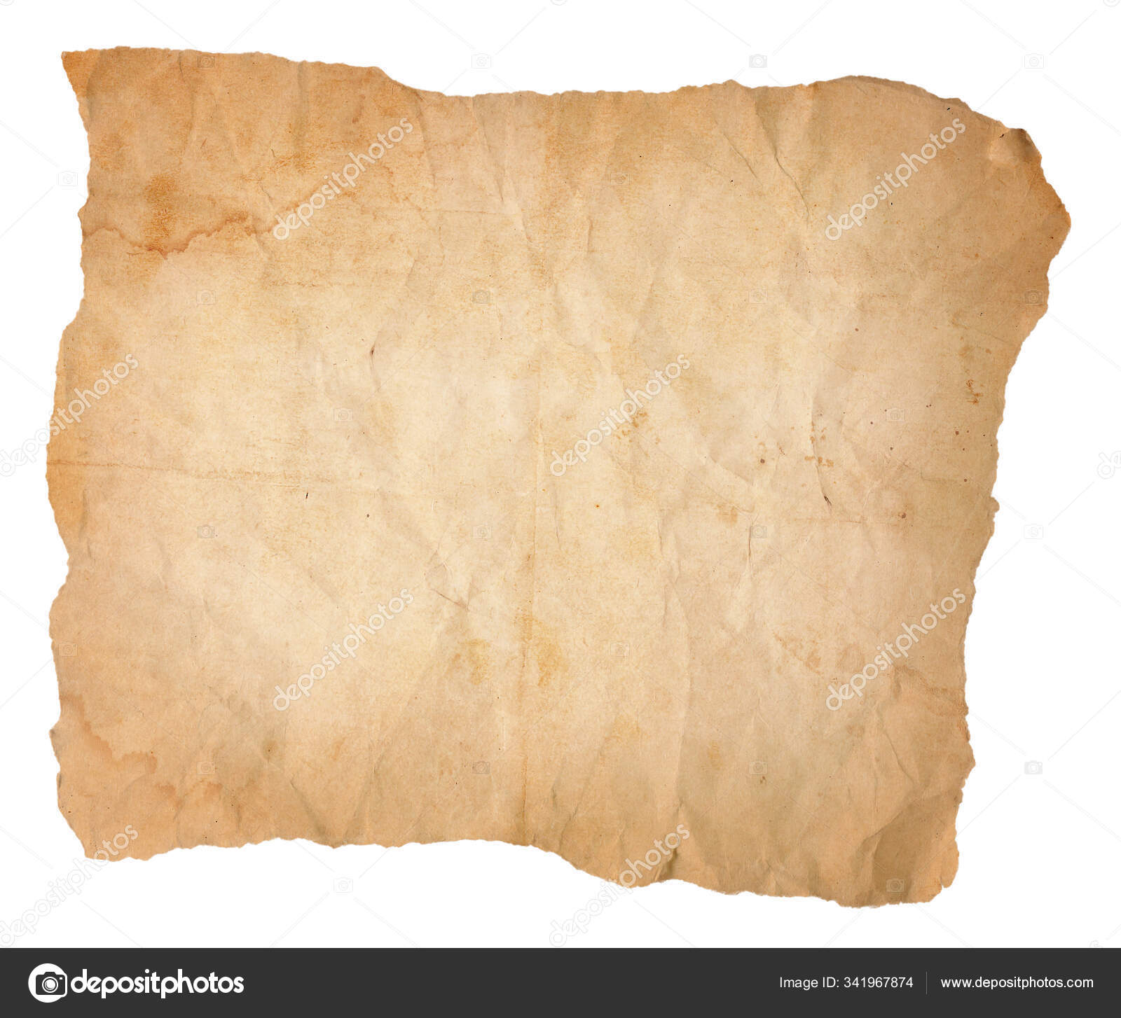 Creased, Wrinkled and Stained Old Paper with Torn Edge — Stock Photo ...