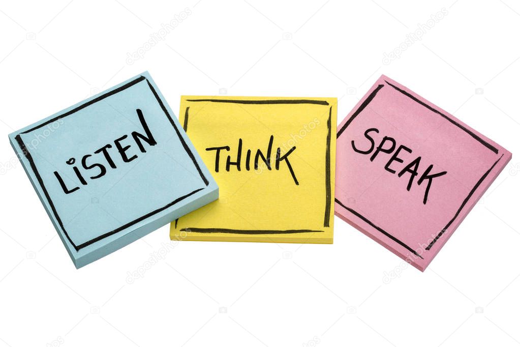 Listen, think, speak advice — Stock Photo © PixelsAway #157340252