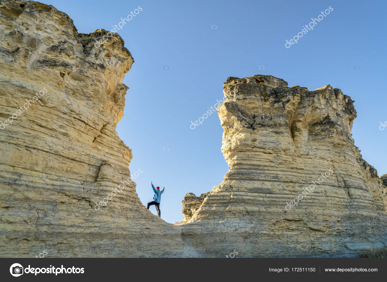 Hiking rock formation at Castle Rocks in Kansas — Stock Photo ...