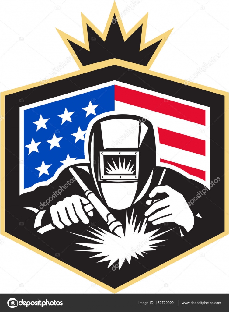 Welder Arc Welding USA Flag Crest Retro Stock Vector Image by ...