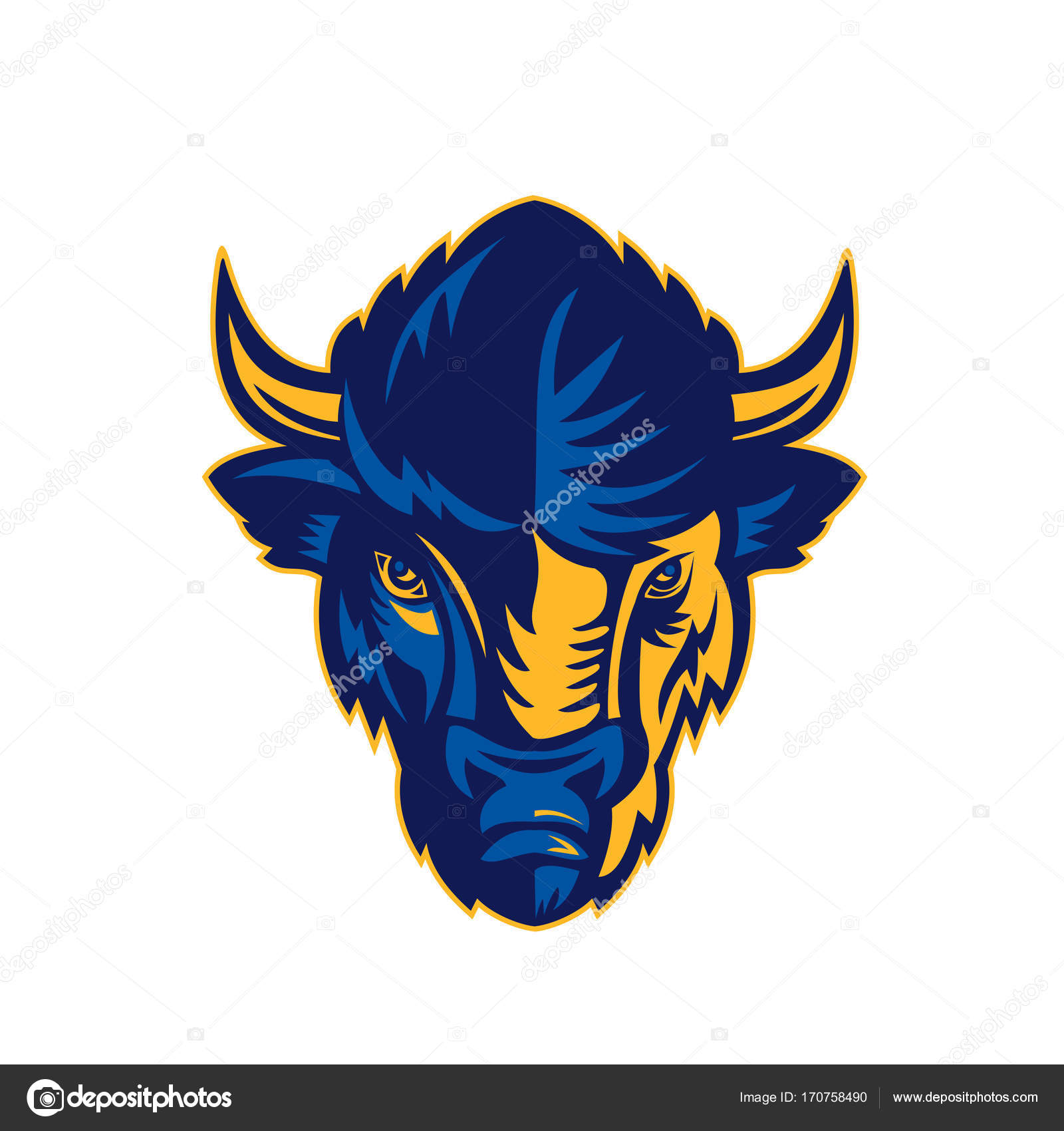 American Bison Head Retro ⬇ Vector Image by © patrimonio | Vector Stock ...