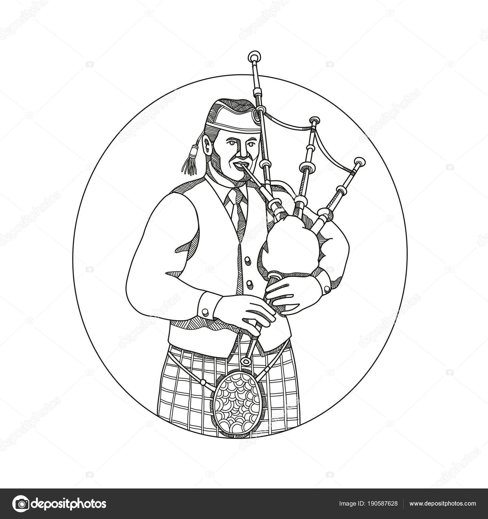 Scottish Bagpiper Doodle Art Stock Vector by ©patrimonio 190587628