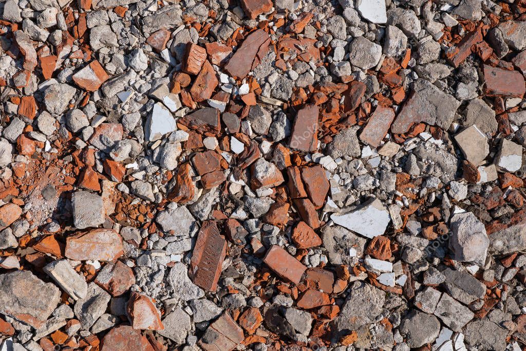 Fondos o textura de escombros de escombros con pedazos de ladrillos ...