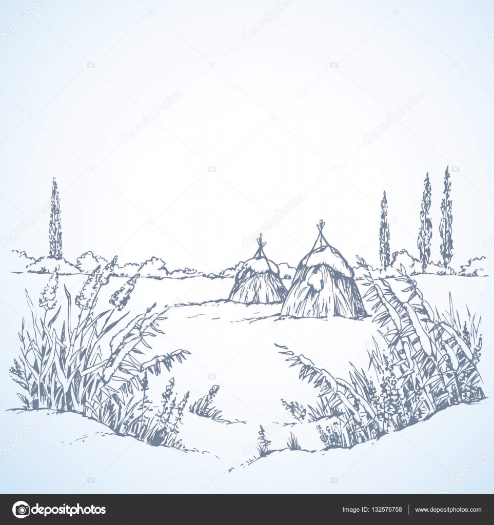Winter landscape. Vector drawing Stock Vector by ©Marinka 132576758