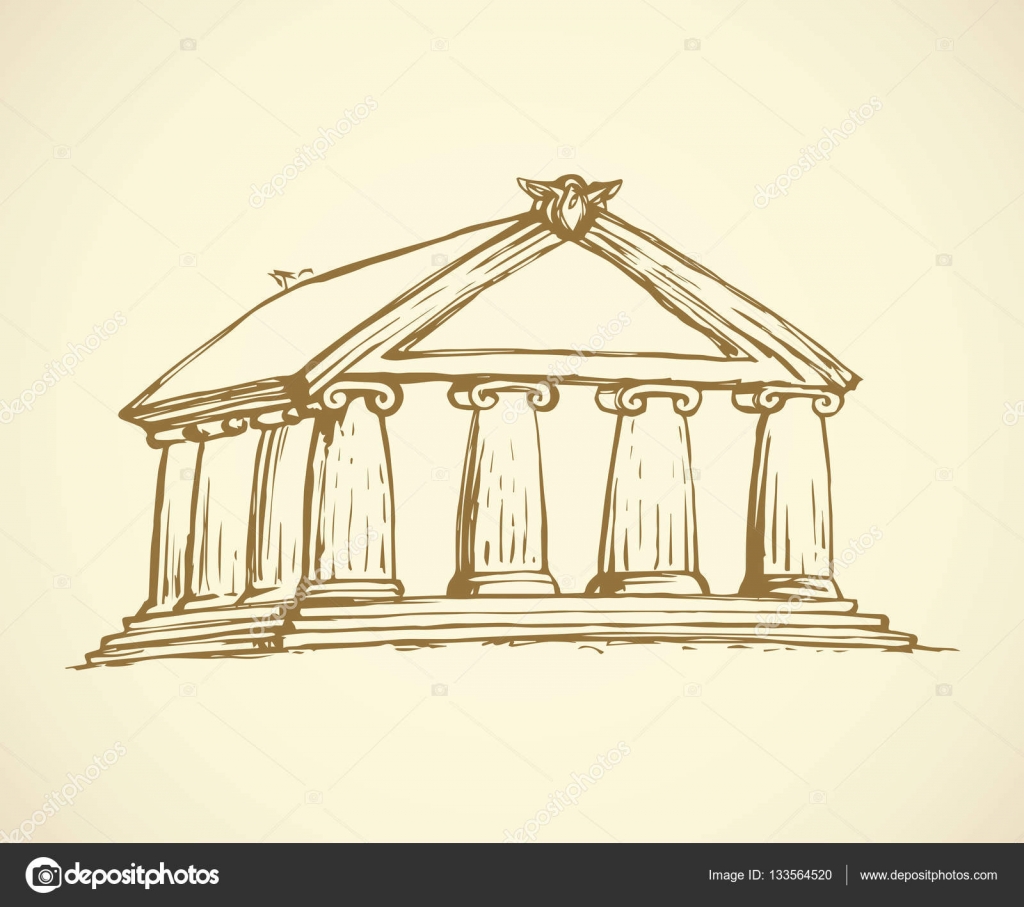 Temple. Vector drawing — Stock Vector © Marinka #133564520
