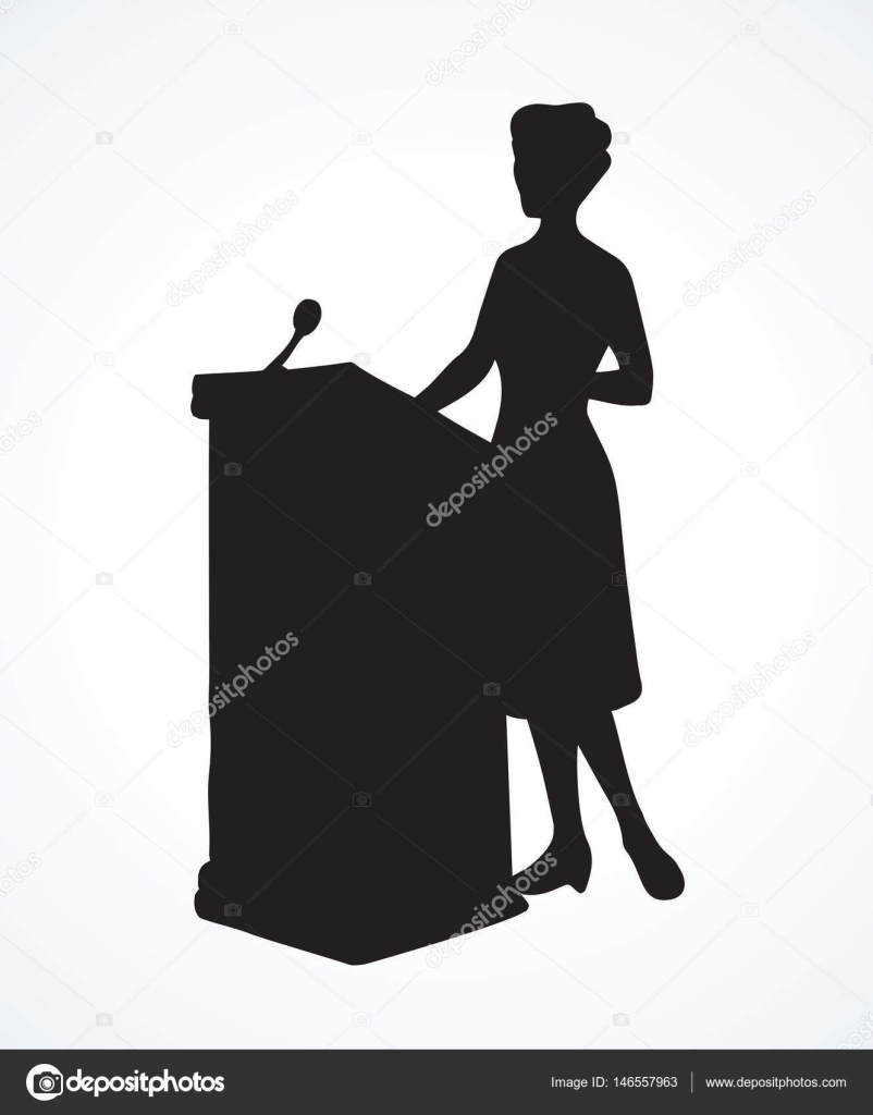 Speaker at podium. Vector drawing Stock Vector by ©Marinka 146557963