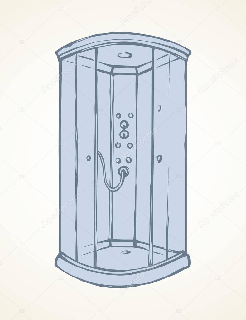 Cabina de ducha. Dibujo vectorial 2023