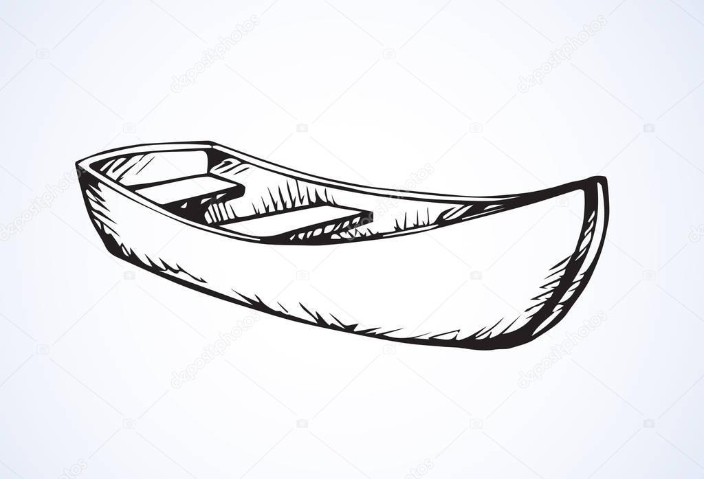 Wood boat drawing | Wooden boat. Vector drawing — Stock Vector ...