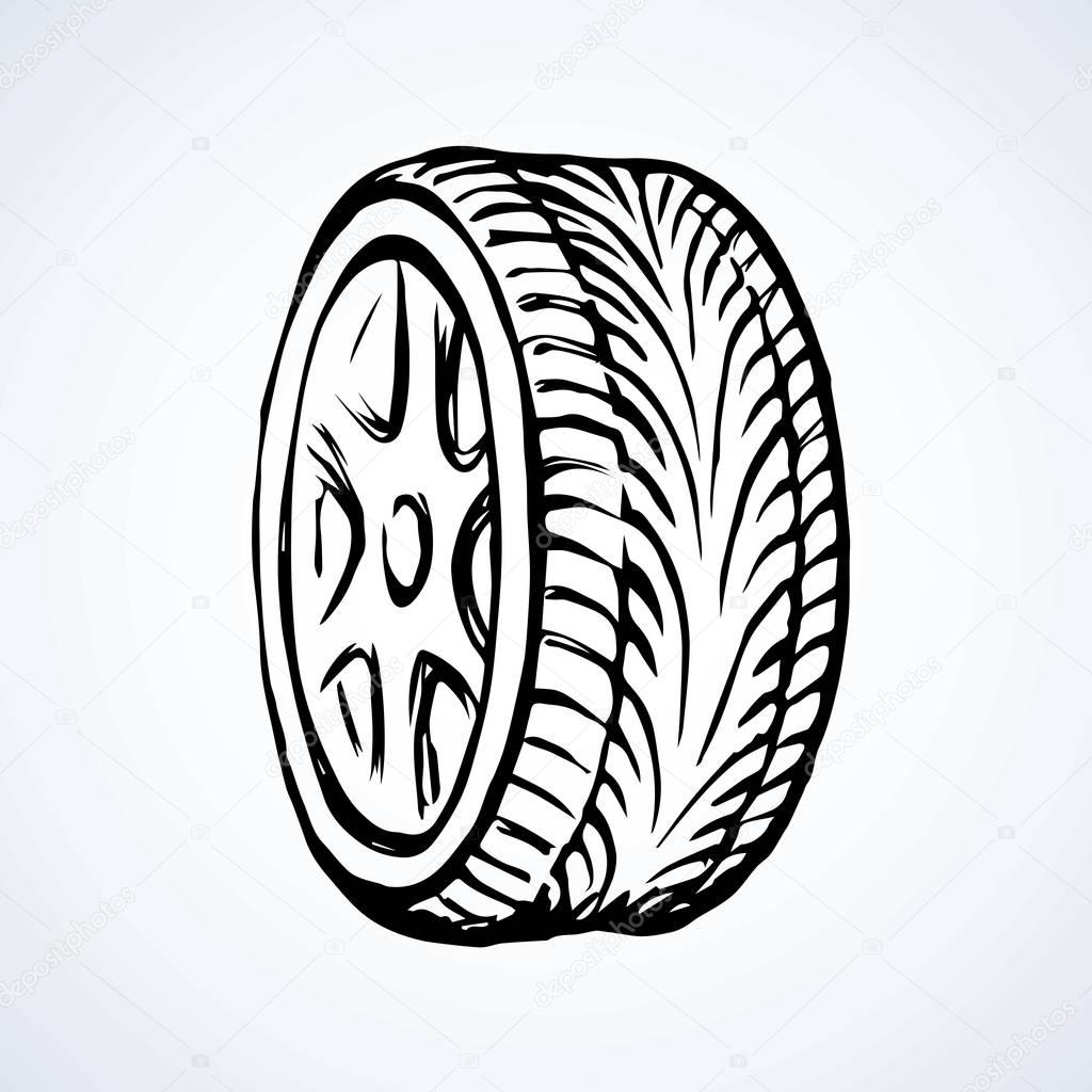 Neumático. Dibujo vectorial 2023