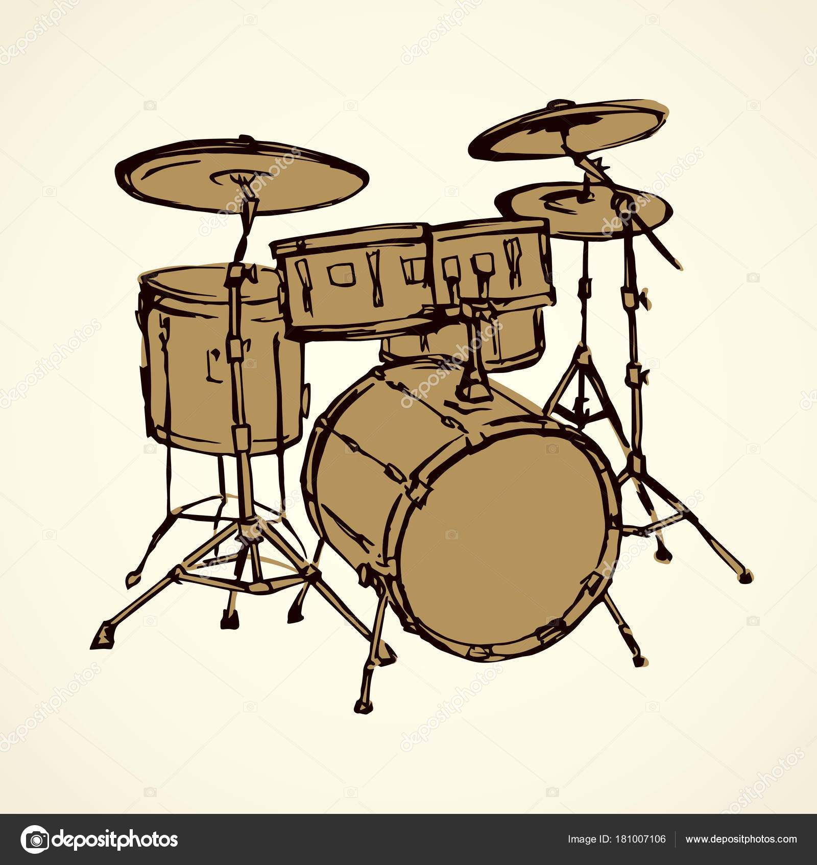 Cartoon Drum Set Black And White