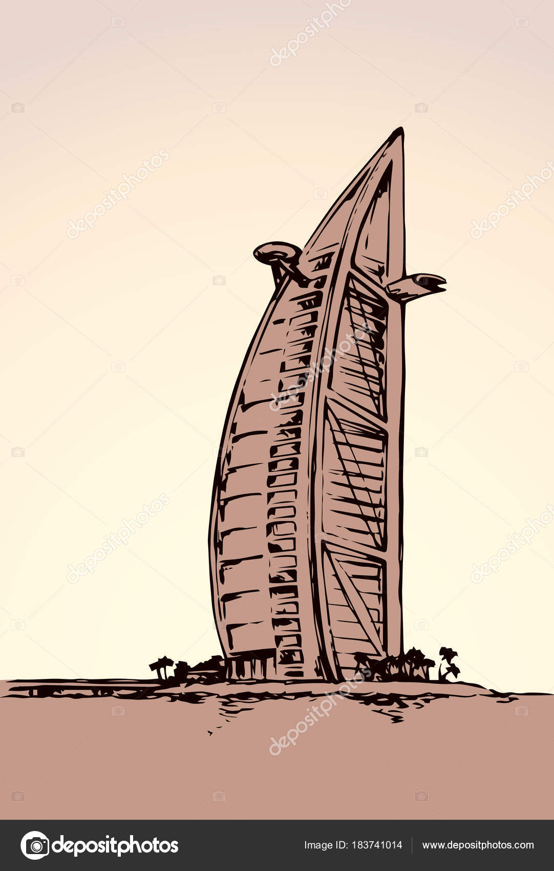Burj Al Arab. Vector drawing Stock Vector by ©Marinka 183741014