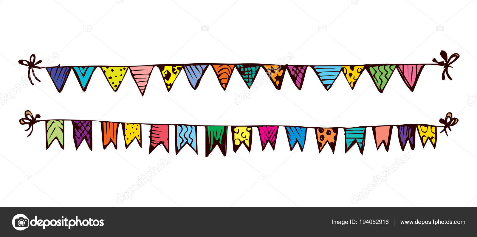 Flags on rope. Vector drawing Stock Vector Image by ©Marinka #194052916
