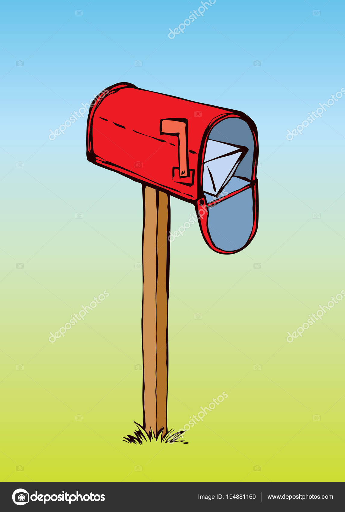 Blue Mailbox Drawing