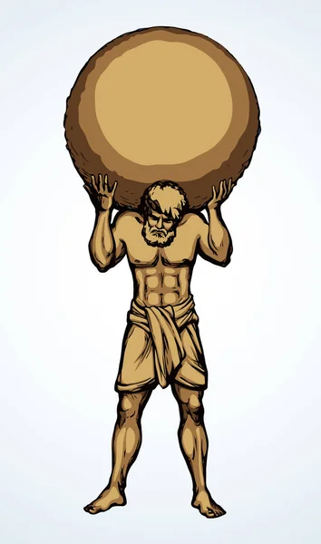 Atlas keeps the earth on their shoulders. Vector drawing silhoue Stock ...