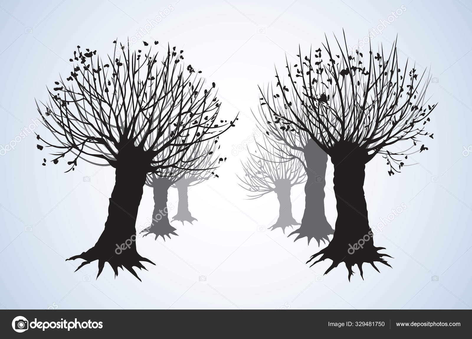 Alley of leafless trees. Vector drawing Stock Vector by ©Marinka 329481750