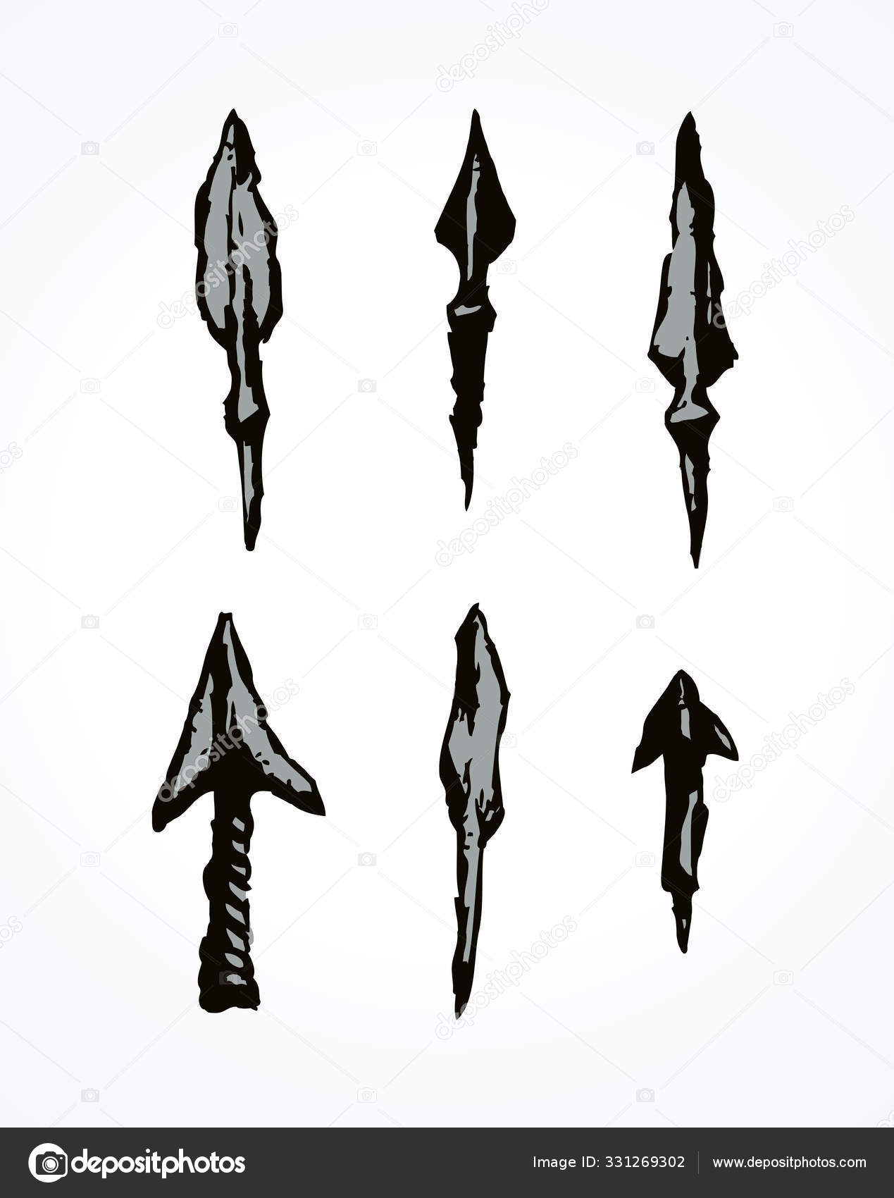 Arrowheads. Vector in engraving style Stock Vector Image by ©Marinka ...