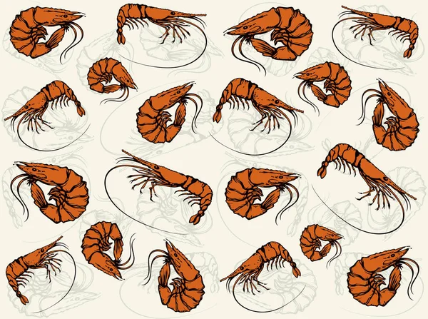 Camarones grandes. Dibujo vectorial 2024