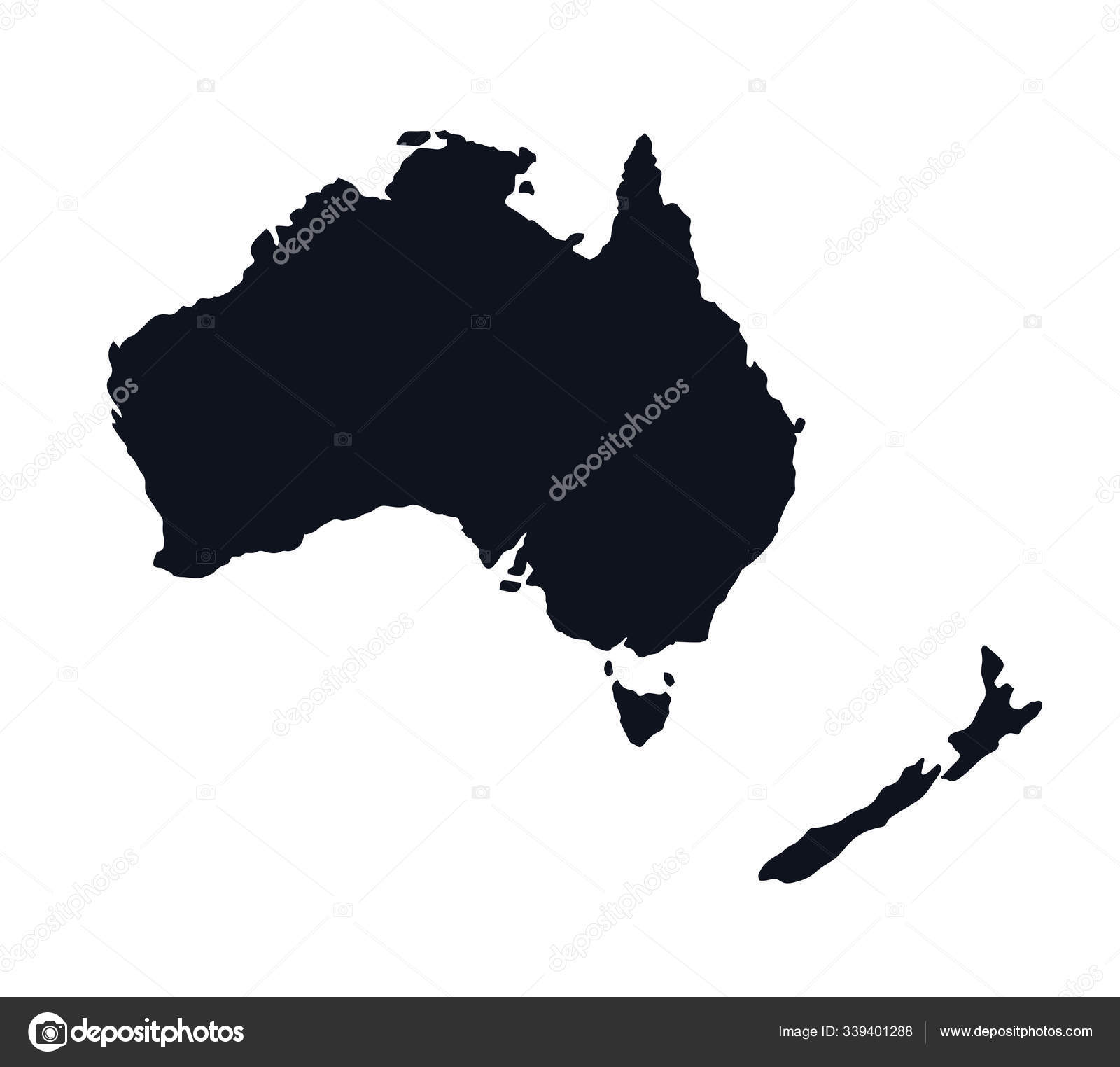 Australian continent with the contours of countries. Vector draw Stock ...