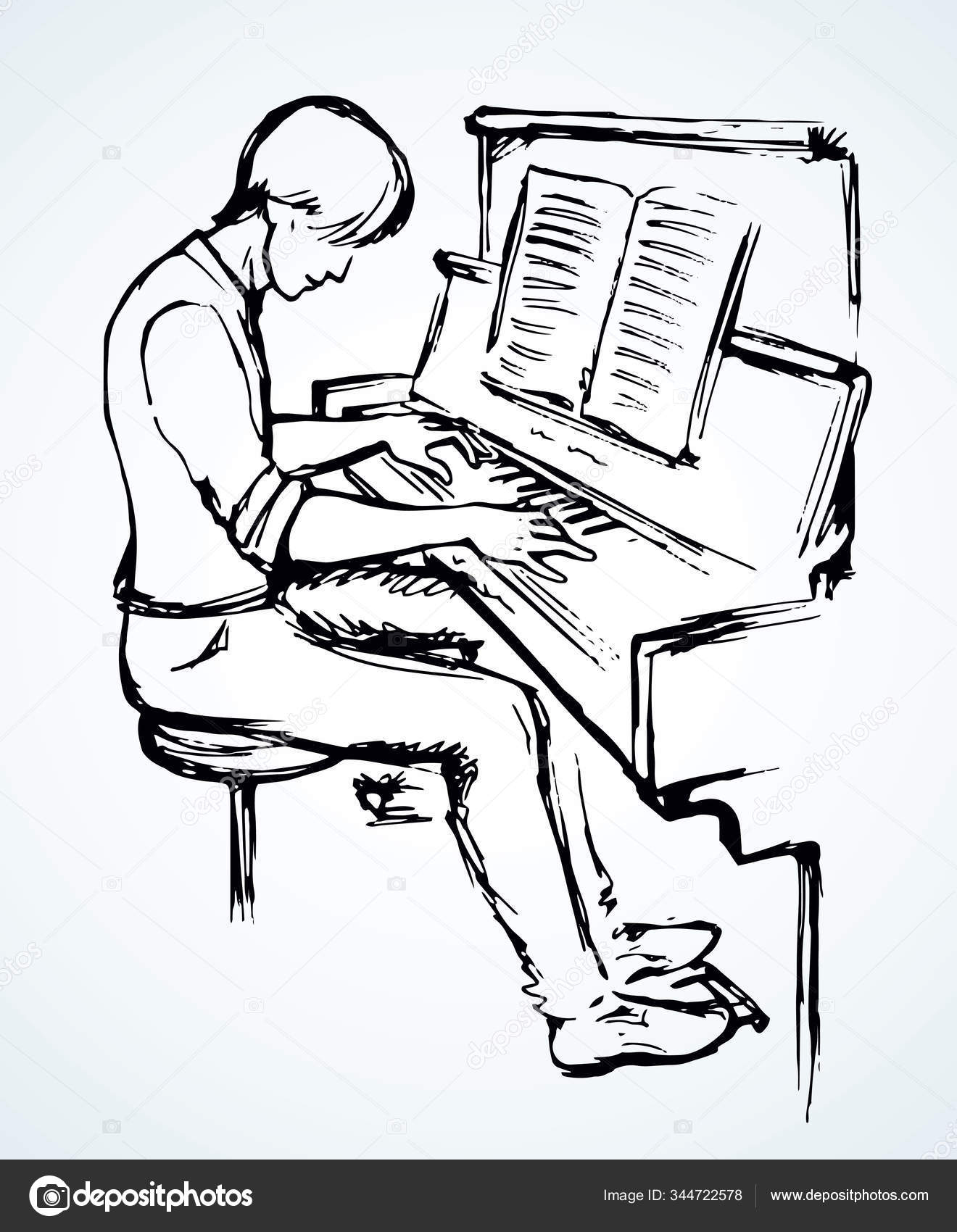 Playing Piano Drawing