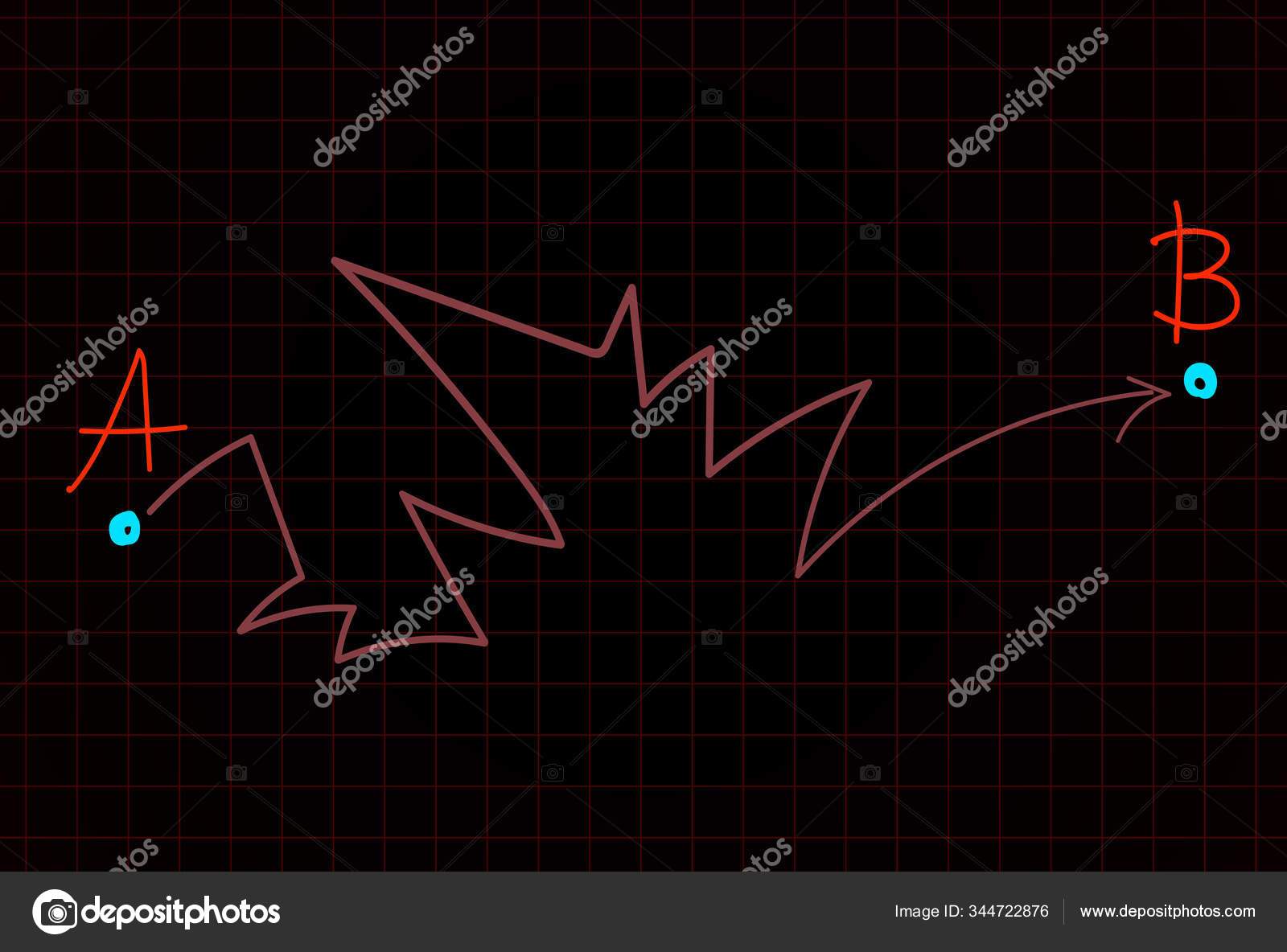 Line from point A to point B. Vector drawing Stock Vector by ©Marinka ...