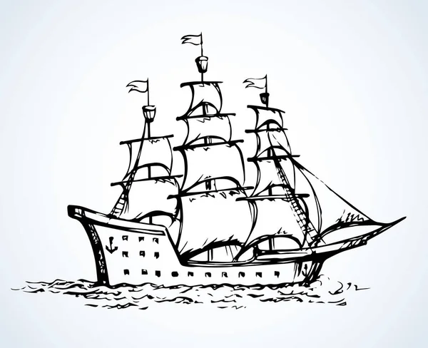 Sailing vessel. Vector drawing ship - Stock Image - Everypixel