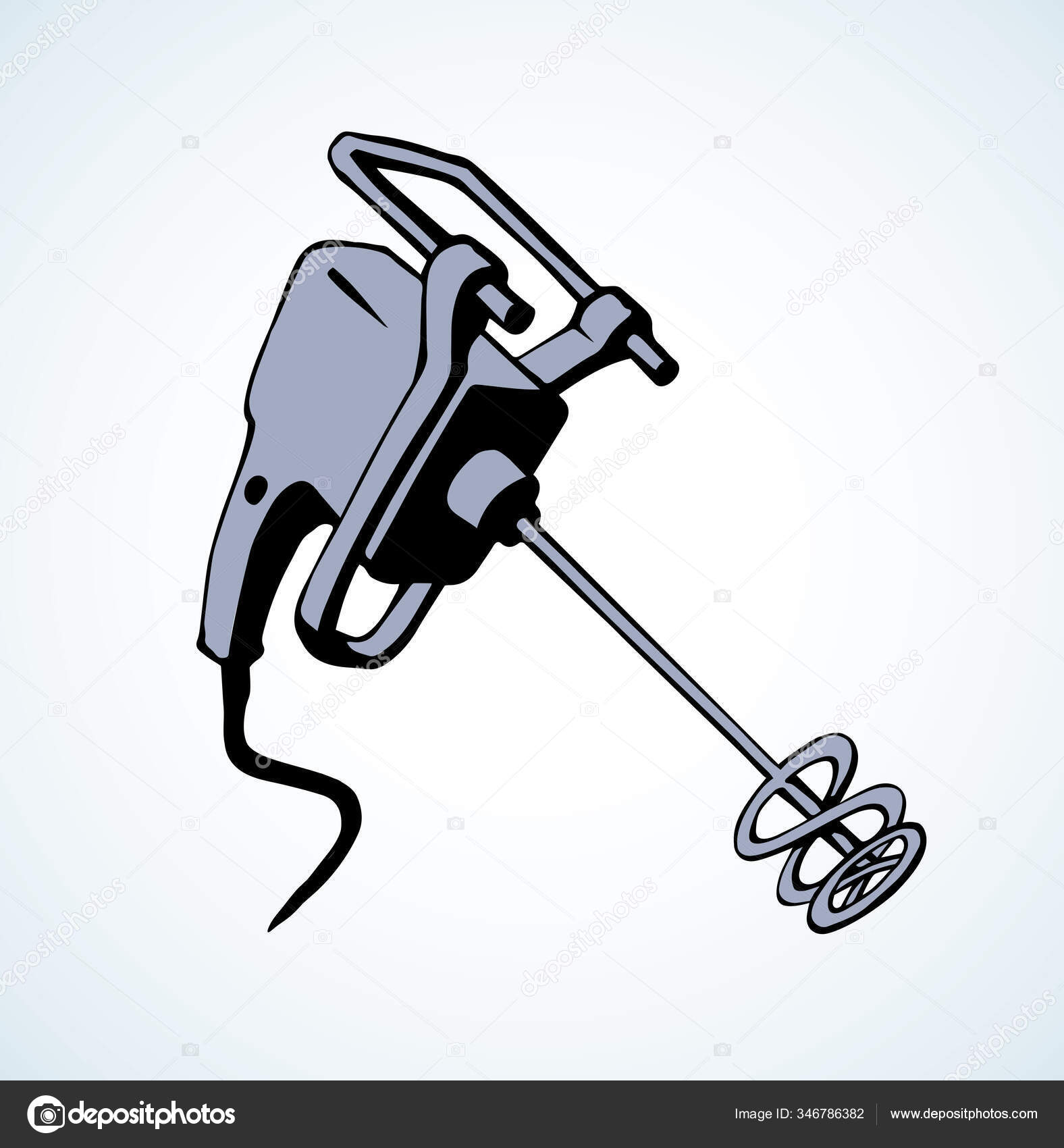 Power Line Grout Mix Spiral Trowel White Backdrop Freehand Outline ...