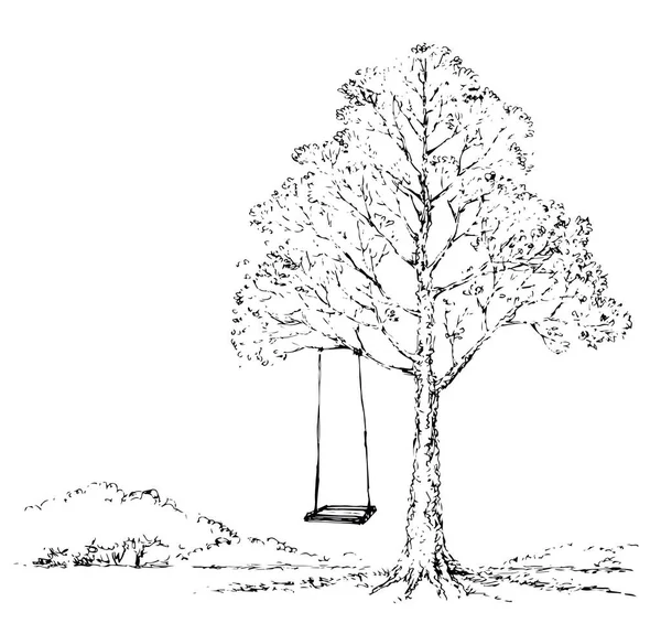 Old Oak Trunk White Cloud Backdrop Freehand Outline Ink Hand Stock ...